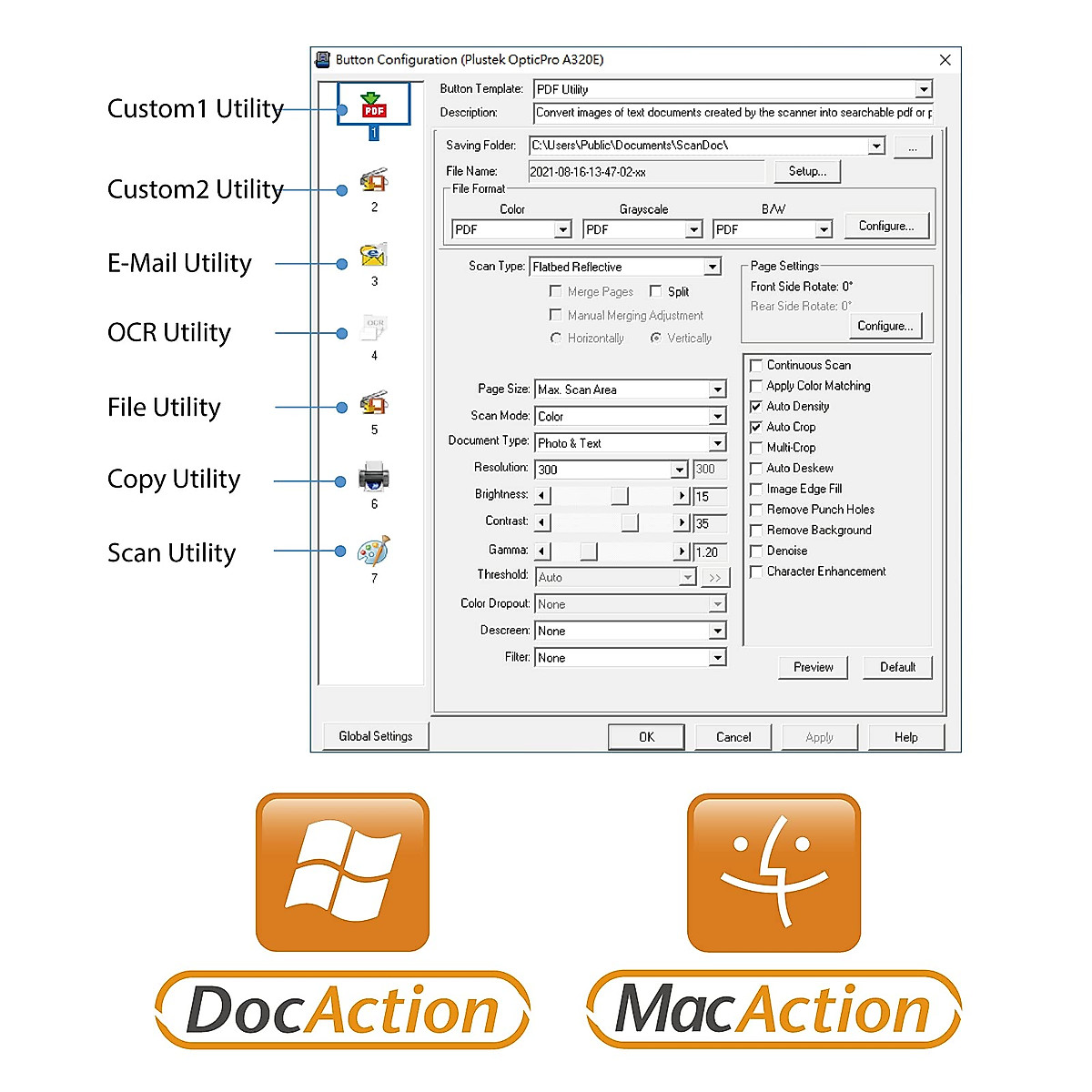 Plustek OpticPro A320E - A3 CCD Flatbed Scanner, 12" x 17" scan Area with 800dpi scan Resolution. ICA & Twain Compliant.