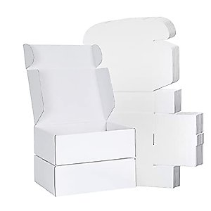 Shipping Boxes 12x9x4, HERKKA 20 PACK White Corrugated Cardboard Mailer Boxes, Medium Mailing Boxes for Packaging Small Business