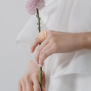 Mytys Mesh Crystal Net Cubic Zirconia Cooktail Ring 18k Rose Gold (9)