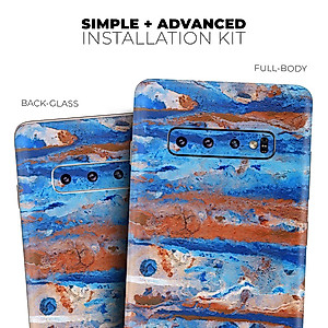 DesignSkinz Abstract Wet Paint Rustic Blue Protective Vinyl Decal Wrap Skin Cover Compatible with The Samsung Galaxy S20 (Screen Trim & Back Glass Skin)