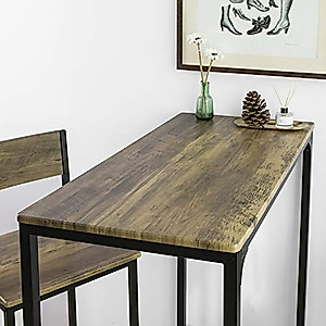 Haotian 3 Piece Bar Set, 1 Bar Table and 2 Stools, 3 Pieces Dining Set, Home Kitchen Breakfast Bar Set, Furniture Dining Set, Natural OGT03-XL