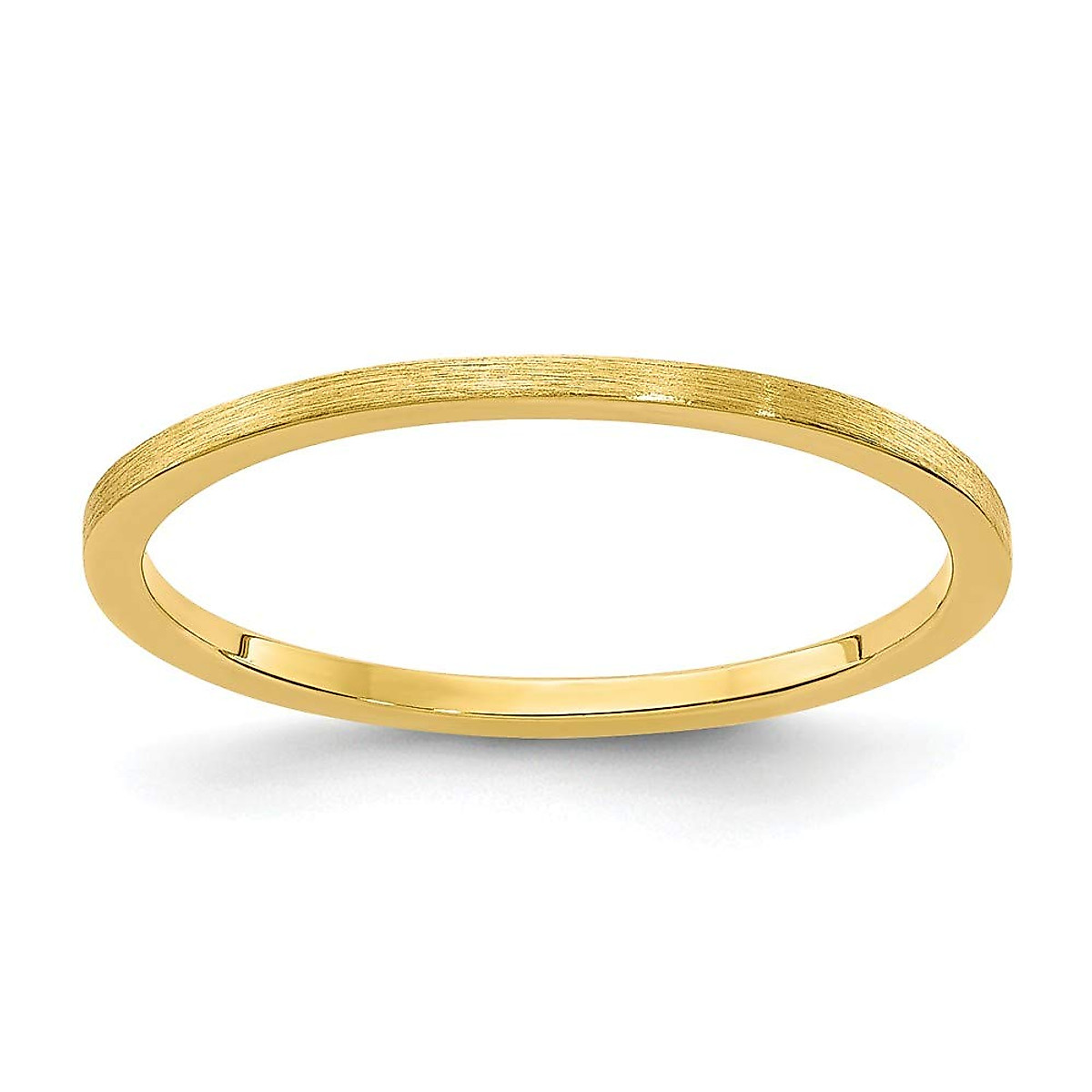 Solid 14k Yellow Gold 1.2mm Flat Stackable Brushed Matte Finish Band Thin Wedding Anniversary Ring Size 8
