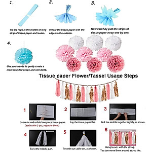 OuMuaMua Pink Rose Gold Birthday Party Decorations Set, Rose Gold Glittery Happy Birthday banner, Tissue Paper Pom, Circle Dots Garland and Tassel Garland for Birthday Party Decorations