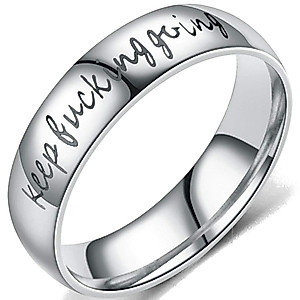 Jude Jewelers 6mm Stainless Steel Keep Fucking Going Inspirational Encouragement Wedding Band Ring (Silver, 9)