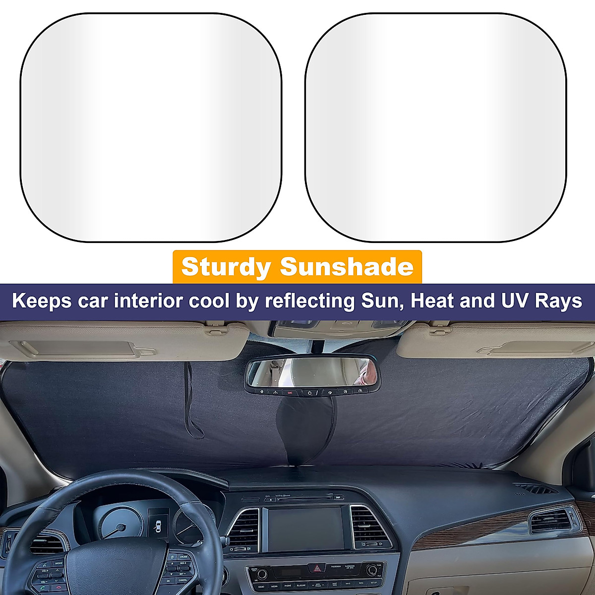 EcoNour Car Windshield Sun Shade Foldable | Front Windshield Shade for Sun, Heat and UV Rays | Sunshade for Car Front Window and Interior Sun Protection | Medium (28 x 31 inches)