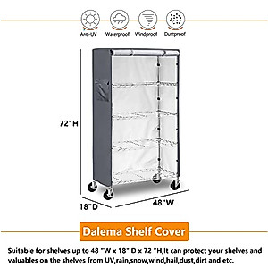 Dalema Waterproof Shelf Cover,Heavy Duty Dustproof Storage Shelving Unit Cover,Durable Steel Organizer Wire Rack Cover,Shelf Display Rack Protective Cover with Zipper.(Grey,48x18x72 inch)