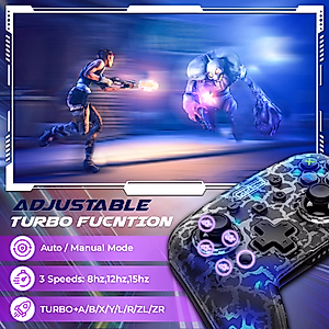 megacom Pro Controller - Wireless Gamepad for Switch, PC (Windows & Steam), Steam Deck – Bluetooth Gaming Controller with 2 Remap Keys, Rechargeable Battery, RGB Breathing Light, Adjustable Vibration