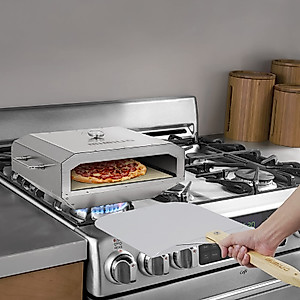 Mimiuo Pizza Oven Kit for Double Burner Stove and Indoor Gas Range, Camping Stove Burner Top Pizza Box with Pizza Stone and Pizza Peel - Stainless Steel Gas Grill Pizza Oven for Propane Stove