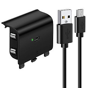 TNP Controller Battery Pack for Xbox One Controller Rechargeable Battery Cover (2 Pack) Xbox One X/S Xbox 1 Play and Charge Kit for Xbox One Wireless Controller Black with Charger Cable