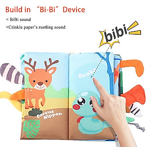 Play-Funny Baby Book 0-6 Months,Soft Book for Babies, Crinkle Tail Books for Newborn 0-3 Months, Baby Gift for Boys Girls