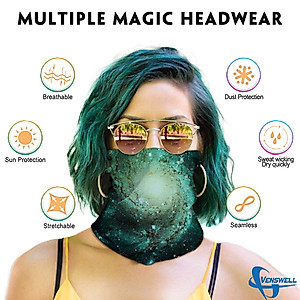 Venswell Neck Gaiter Face Mask Men Women,Seamless Bandana Rave Face Cover Scarf Mask,Balaclava,Headband, Head Wrap,Headwear