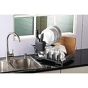 Premium Racks Professional Dish Rack - 304 Stainless Steel - Fully Customizable - Microfiber Mat Included - Modern Design - Large Capacity