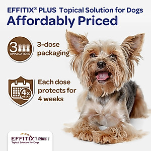 Effitix Plus Topical Solution for Dogs - Flea and Tick for Toy Dogs (5-10.9lbs), 3 Doses, Waterproof Topical Prevention (by Virbac)