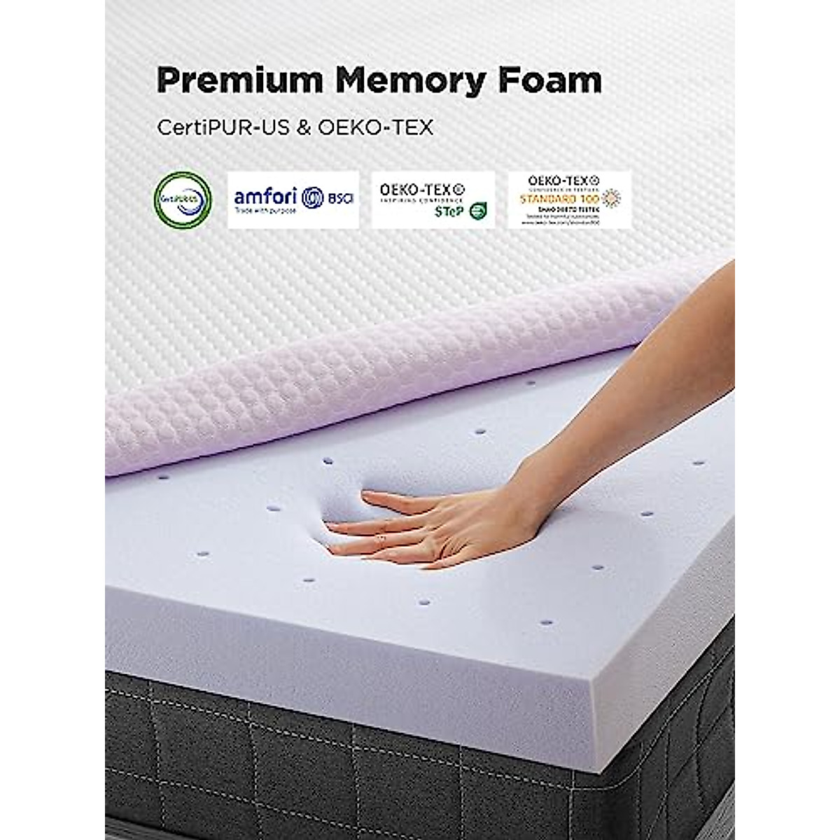 PERLECARE 3 Inch Gel Memory Foam Mattress Topper for Pressure Relief, Premium Soft Mattress Topper for Cooling Sleep, Non-Slip Design with Removable & Washable Cover, CertiPUR-US Certified - King