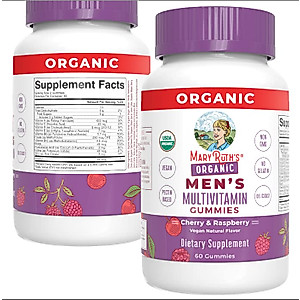 USDA Organic Men' s Multivitamins Gummies & Magnesium Citrate Gummies Bundle by MaryRuth's | Immune Support | Calm Magnesium Gummies for Adults & Kids 4+ | Stress Relief, Bone, Nerve, Gut Health