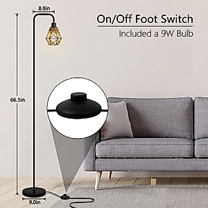 Floor Lamp, Standing Lamp with 9w Led Bulb, ETL Certified E26 Socket, Hemp Rope Design for Decorative Lighting, Modern Tall Lamp for Bedroom, Kids Room, Reading, Dorm