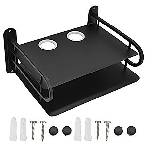 Haofy Wall Mount DVD Shelf, Double Layer Floating Wall Shelf TV Box Shelf Wall Mounted Router DVD Cable Box Shelf for Wall Decoration