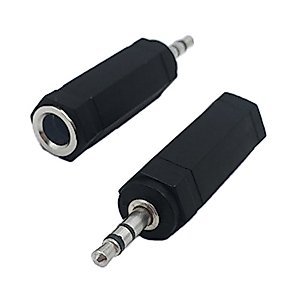 CERRXIAN 3.5mm 1/8 3 Pole Male Plug to 6.35mm 1/4 Inch Female Stereo Jack Audio Adapter Headphone Microphone Converter Connector-2 Pack