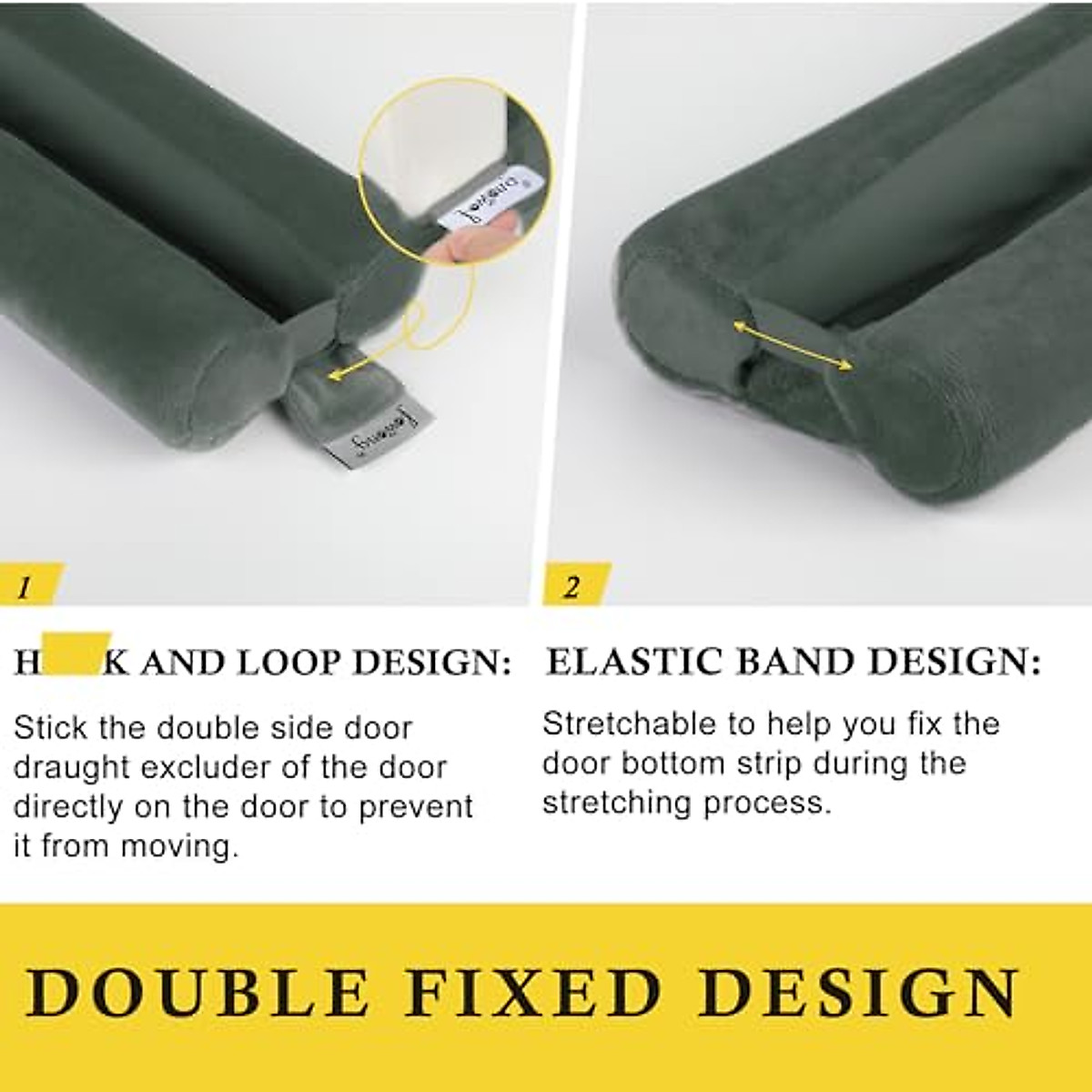 Fowong Adjustable 30" to 36" Door Guard Block - Noise/Cold Air/Wind/Breeze/Light Soundproofing Door Sweep Seal for Large Gap, Dark Gray