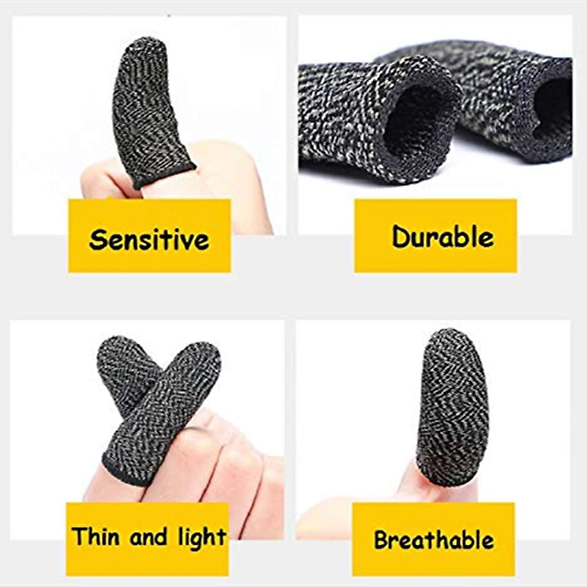 Shlia Mobile Game Finger Sleeve [8 Pack], Touch Screen Finger Sleeve Breathable Anti-Sweat Sensitive Shoot and Aim Keys for Rules of Survival/Knives Out for Android & iOS