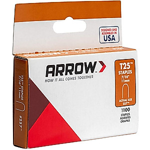 Arrow Heavy Duty T25 Round Crown Staples for Cable and Low Voltage Wiring, 1100 Pack, 7/16 Inch