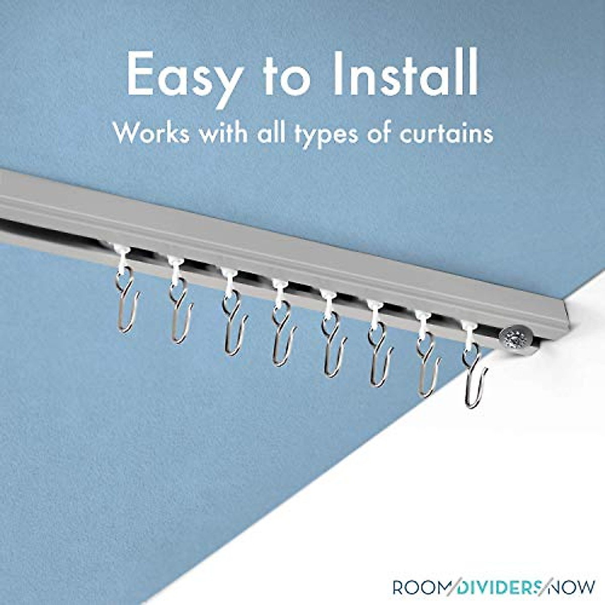 Room/Dividers/Now Ceiling Curtain Track Set - Comes with Track, Roller Hooks, Installation Hardware, Saw, and End Cap and Curtain Rail Ceiling Gliders Set - Plastic Body and Wheels with Steel Hook