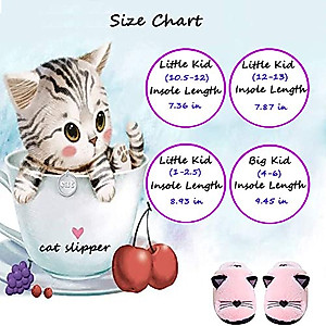 Anddyam Kids Family Cute Cat Household Anti-Slip Indoor Home Slippers for Girls and Boys (1.5-3 Little Kid, Black, 1.5)