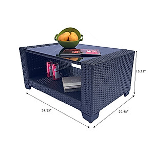 7 Piece Outdoor Patio Furniture Sets, Apartment Patio Furniture, Pe Vine Willow Soft Cushion Sofa Set with Coffee Table, Suitable for Gardens, Backyards, Poolside, Red