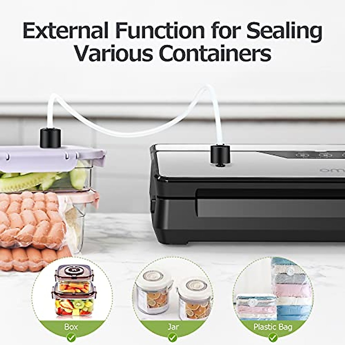 OMOTE Vacuum Sealer Machine, Dry, Moist & Pulse Modes for Food Storage, Handheld Portable Design, Easy to Operate with Built-in Cutter, Paper Bag Storage and Starter Kit