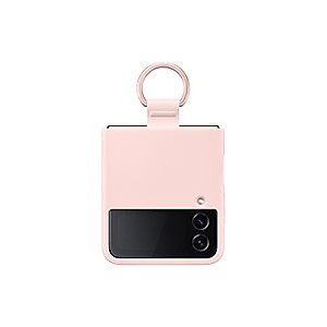 SAMSUNG Galaxy Z Flip 4 Silicone Cover with Ring, Protective Phone Case with Finger Loop, Matte Finish, Bold Style, Handheld Design, US Version, Pink