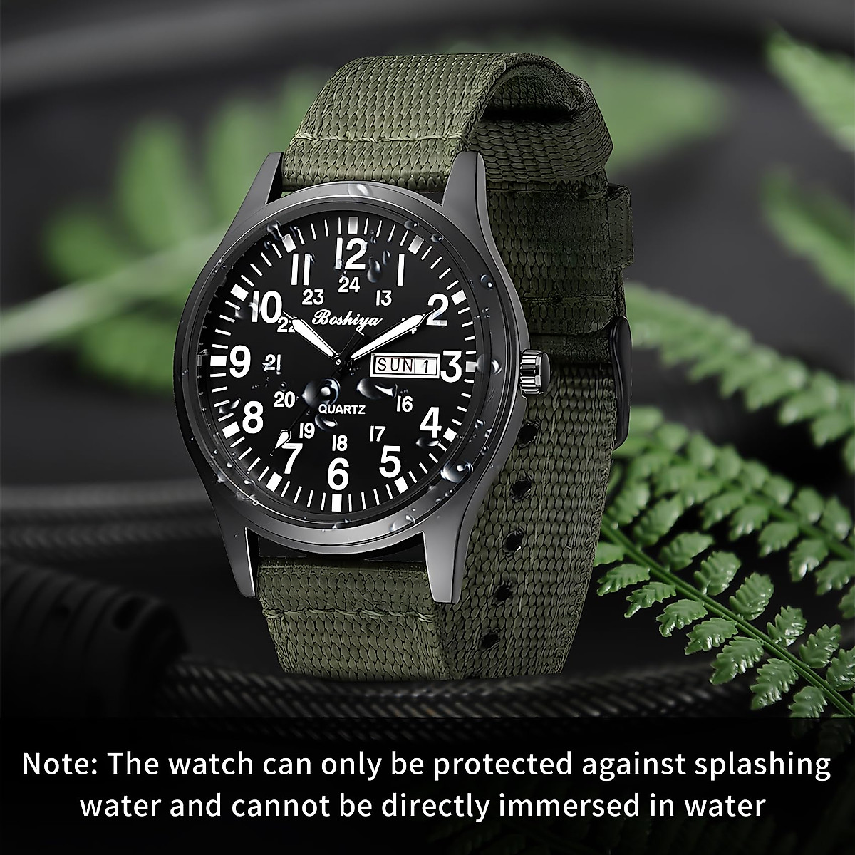 BOSHIYA Men's Military Tactical Field Watches Outdoor Sports/Work Watch Waterproof Analogue Quartz Watches Minimalist Lightweight Nylon Watch - Imported Japanese Movement/40mm Waterproof/Date Display