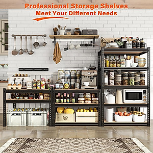 REIBII Storage Shelves 5 Tier Garage Shelving Load 1520LBS Garage Storage Shelves, Shelving Units and Storage Adjustable Heavy Duty Shelving Utility Rack Shelf for Pantry 59.8" H x 27.6" W x 11.8" D