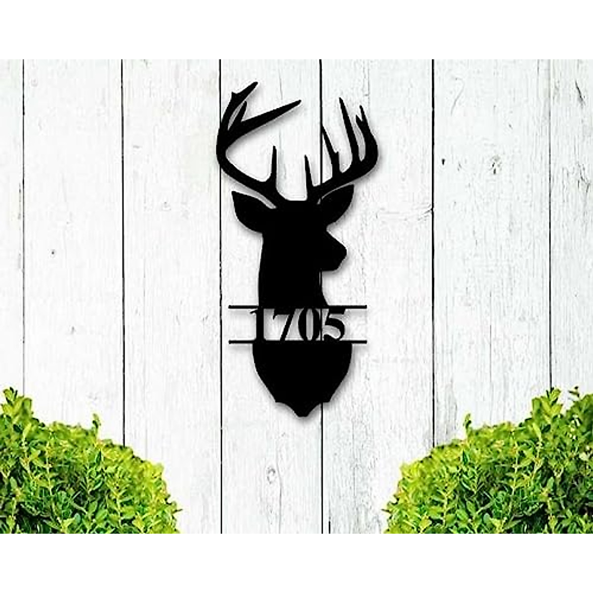 Personalized Deer Antler Address Metal Wall Art Sign Home Outdoor Custom Metal Address Sign 8x8 inches Black Power Coated Mailbox Sign Housewarming Gifts