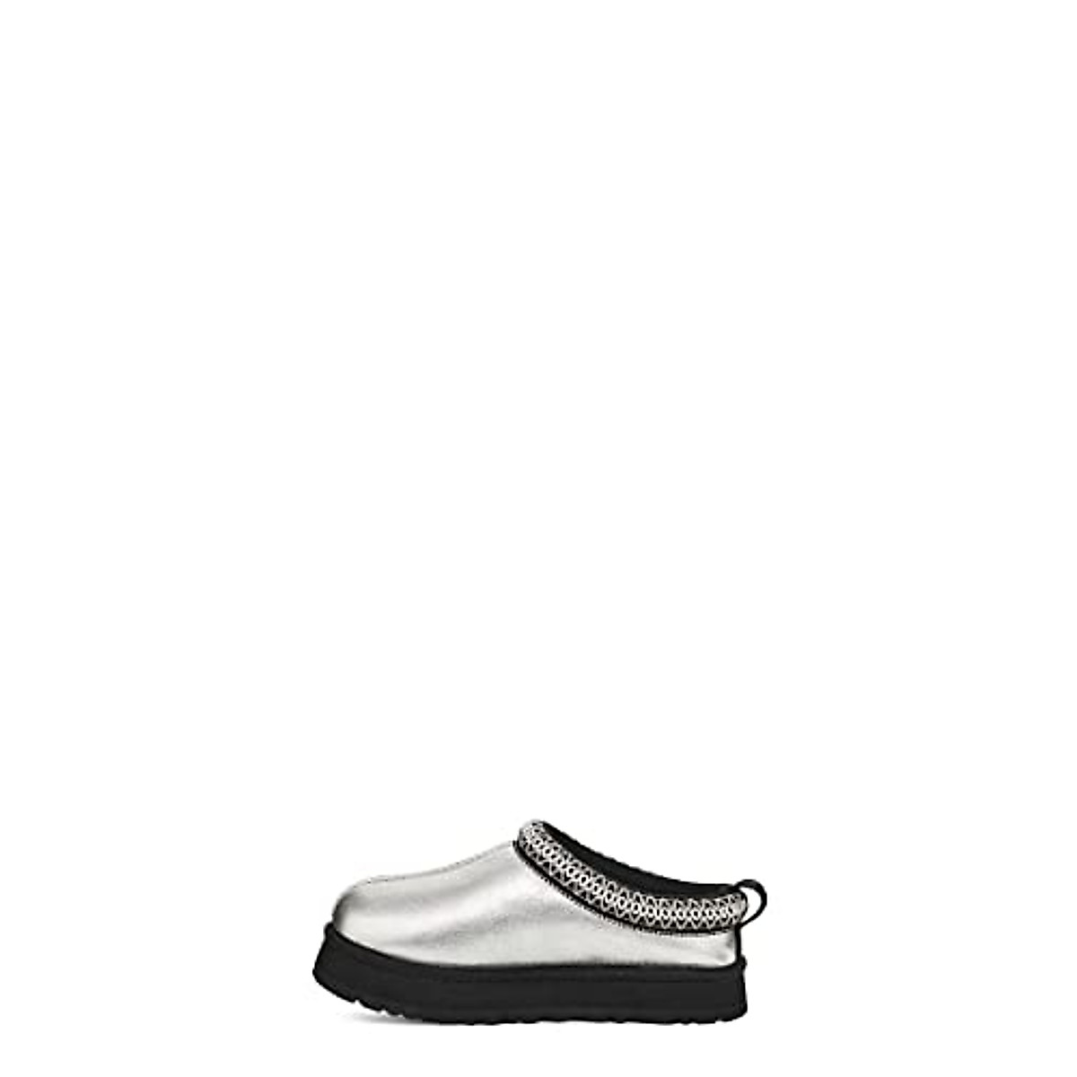 UGG Girls K TAZZ Leather Slipper, Silver Metallic, 4 Big Kid