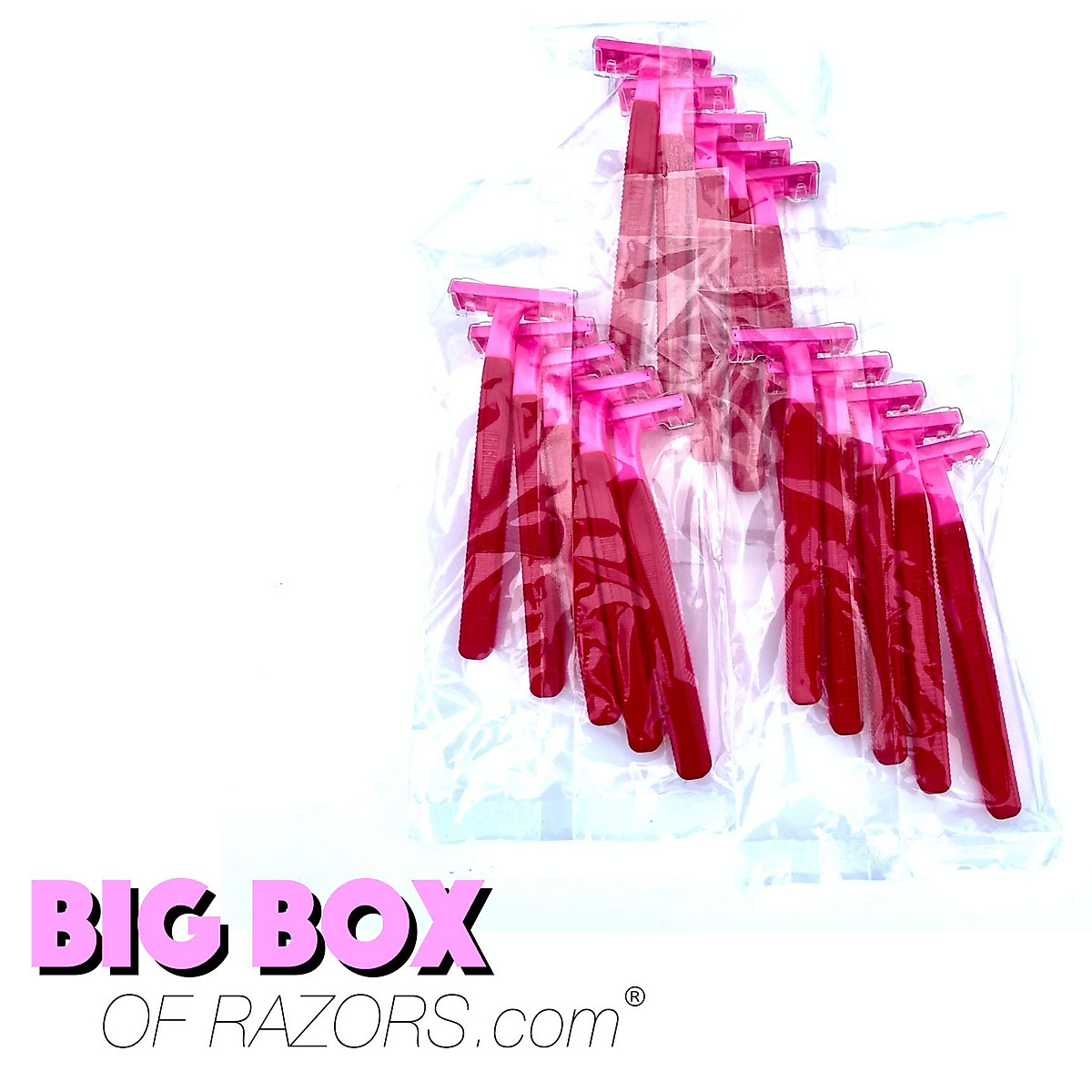 15 Pack of Dependable Disposable Pink Razor Blades with Aloe Vera Strip and Rubber Solid Handle