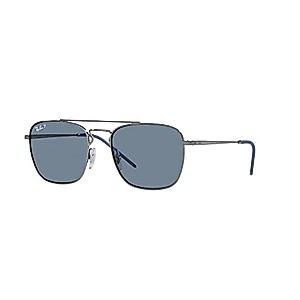 Ray-Ban RB3588 Square Sunglasses, Gunmetal/Dark Blue Polarized, 55 mm