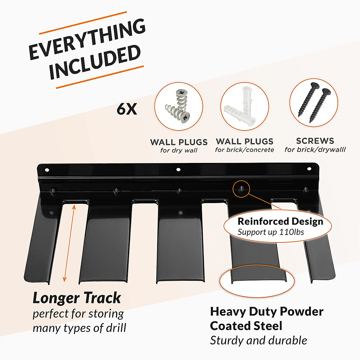 NAGAWOOD Power Tool Organizer, Drill Holder, Drill Charging Station With Drill Bit Holder, Drill Storage Rack, Holds 4 Drills, Batteries, Tools for Garage, Home, Workshop, Shed - Discount for PD