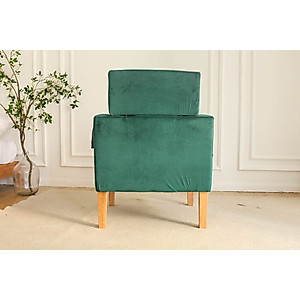 TAKUKA Modern Accent Velvet green Chair Upholstered Armchair with Ottoman Fabric Armchair and Footrest Set Comfy Reading Single Sofa for Living Room Bedroom (Velvet green)