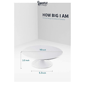 Sweese 10inch Porcelain Cake Stand White + 3 Tiered Foldable Serving Stand White for Brithday Party, Valentine's Day and Events