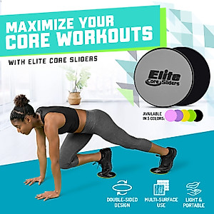 Elite Sportz Exercise Sliders are Double Sided and Work Smoothly on Any Surface. Wide Variety of Low Impact Exercise’s You Can Do. Full Body Workout, Compact for Travel or Home - Pink