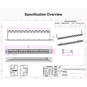 AMPCOM 24 Ports 1U Blank Keystone Patch Panel, 19 inch Rack or Wall Mount with Rear Cable Management Panel for Ethernet CAT5e/CAT6/CAT7, USB, HDMI