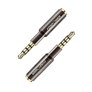FosPower (3 Pack 3.5mm (1/8") Male to Female Stereo Audio Headphone Jack Adapter [Ultra-Slim Design | 4-Conductor TRRS | 24K Gold Plated Connector] for Phones, Tablets, Headphones & Card Readers