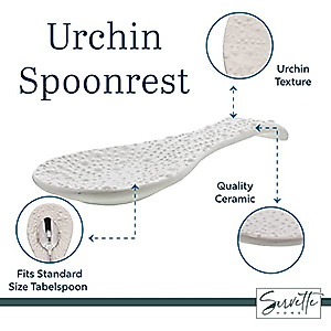 Ceramic Beach Themed Spoon Rest for Kitchen (Dolphin and Palm Tree)