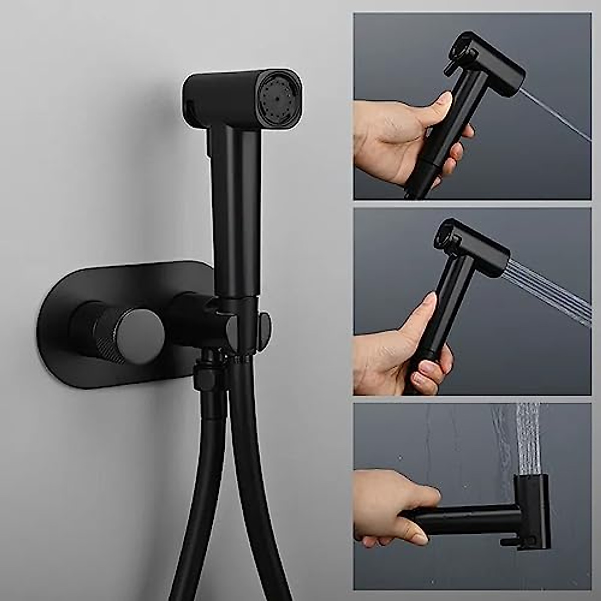 MINJING 2in1 Bidet Sprayer for Toilet with Paper Holder, Hot and Cold Brass Rough-in Valve, Stainless Steel Handheld Bidet Attachment Set for Feminine, Pets and Baby Diaper Wash