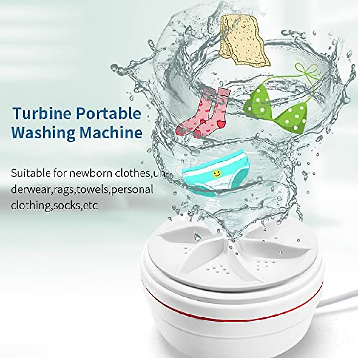 Portable Mini Ultrasonic Washing Machine Efficient Cleaning Turbine Washing Machine Mute Low Noise Laundry Machine for Light Clothes