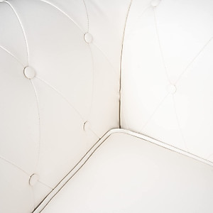 Naomi Home Emery Chesterfield Sofa with Rolled Arms, Tufted Cushions / 3 Seater Sectional Sofa Couch for Small Spaces, Living Room, Bedroom, Apartment Easy Tool-Free Assembly - White, Air Leather