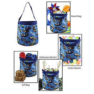 Hot Wheels Collapsible Nylon Basket Bucket Tote Bag (One Size, Blue)