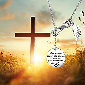 CHOORO Bible Verse Keychain For He Will Order His Angels to Protect You Wherever You Go Religious Jewelry Christian Gift (for he will order yn)