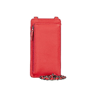 BOULETTA Crossbody Bag Cellphone Purse for Women-Leather Zipper Shoulder Wallet with Phone Pocket and Chain Strap 4 Card Slots Small
