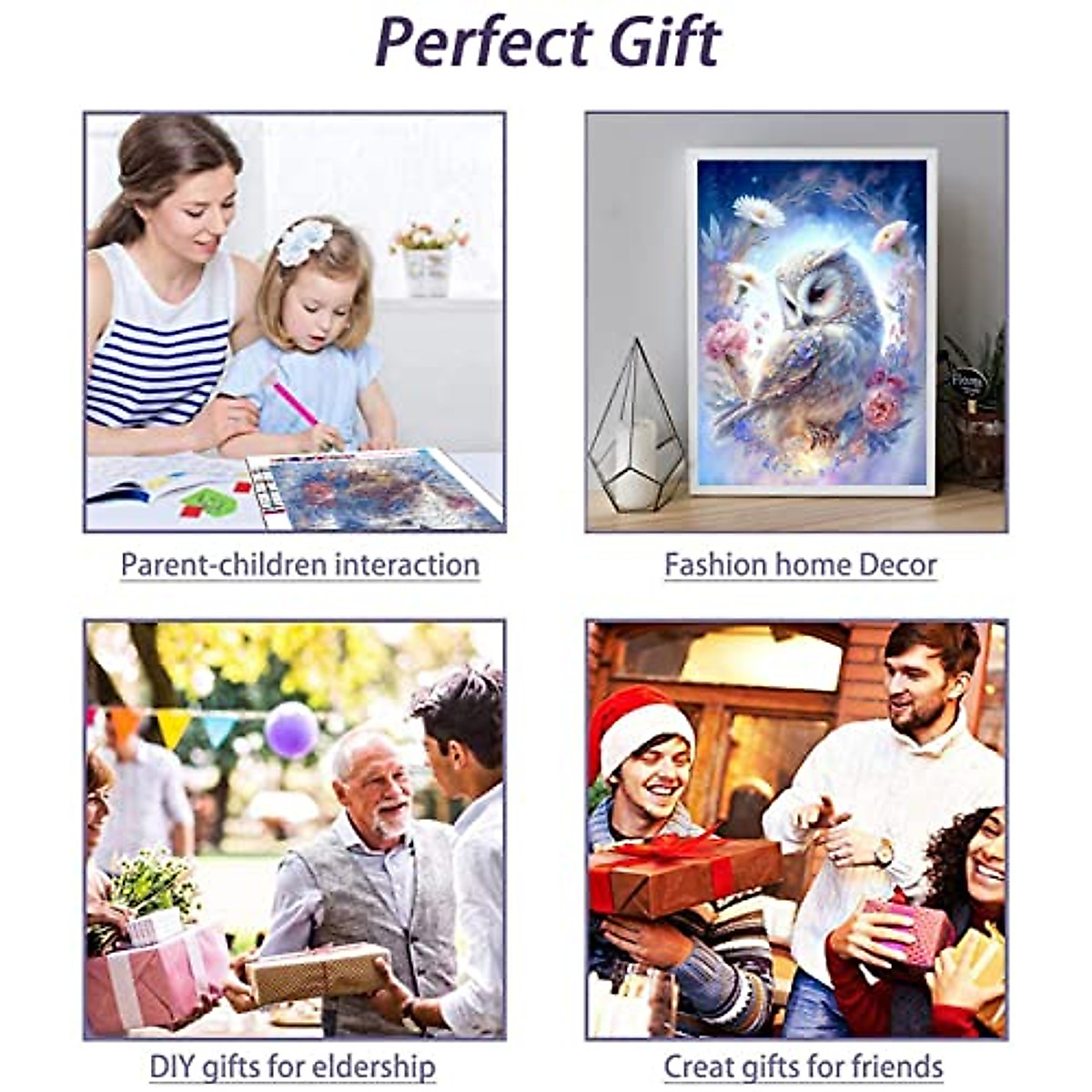 VeGuude Diamond Painting Kits for Adults, Owl 5D Diamond Art Kits, Full Drill DIY Crafts for Adults Home Wall Decor Gift Diamond Dots [11.8x15.7inch]